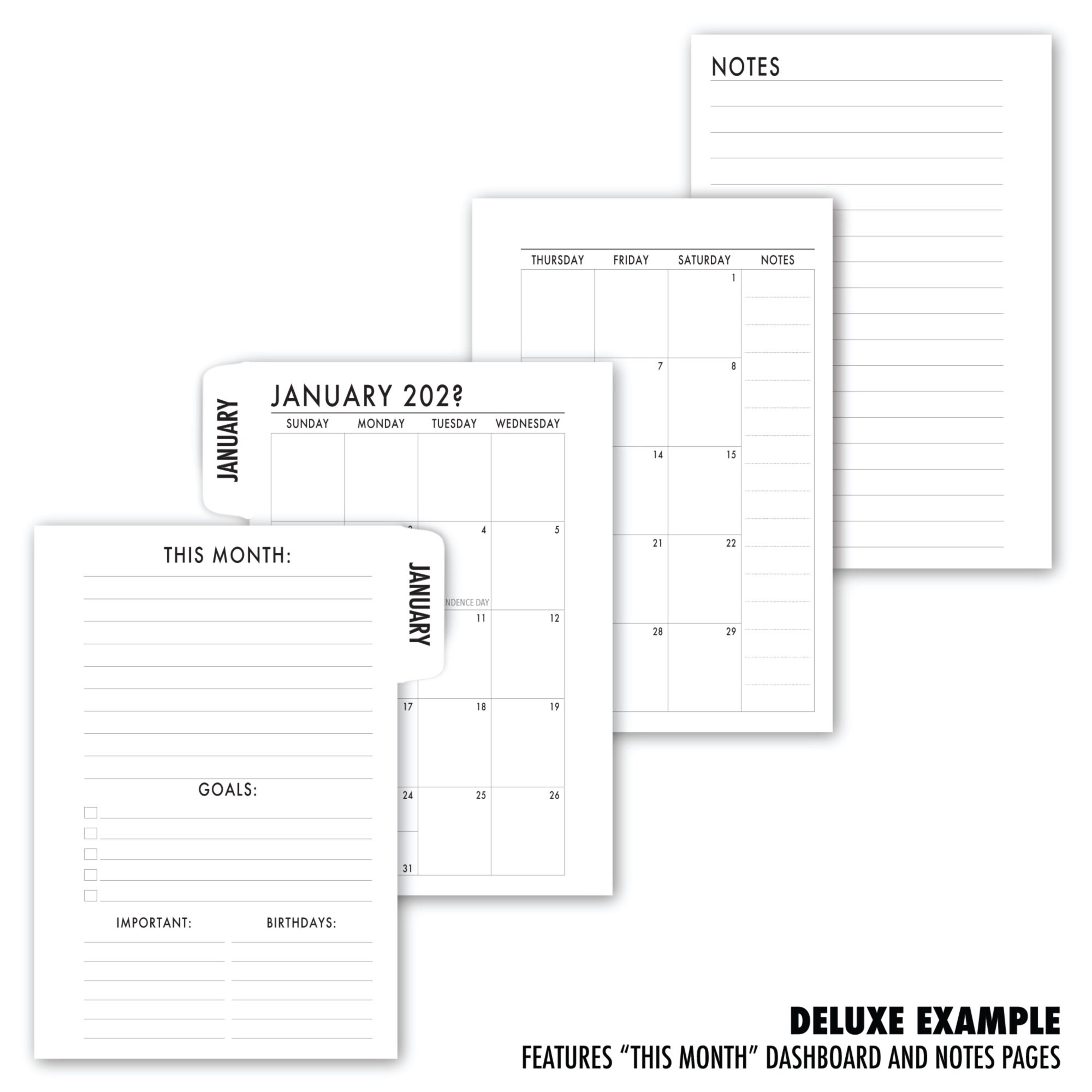 Pocket Tabbed Month on 2 Pages Calendar Refill, 3.2" X 4.7", 12 Dated ...