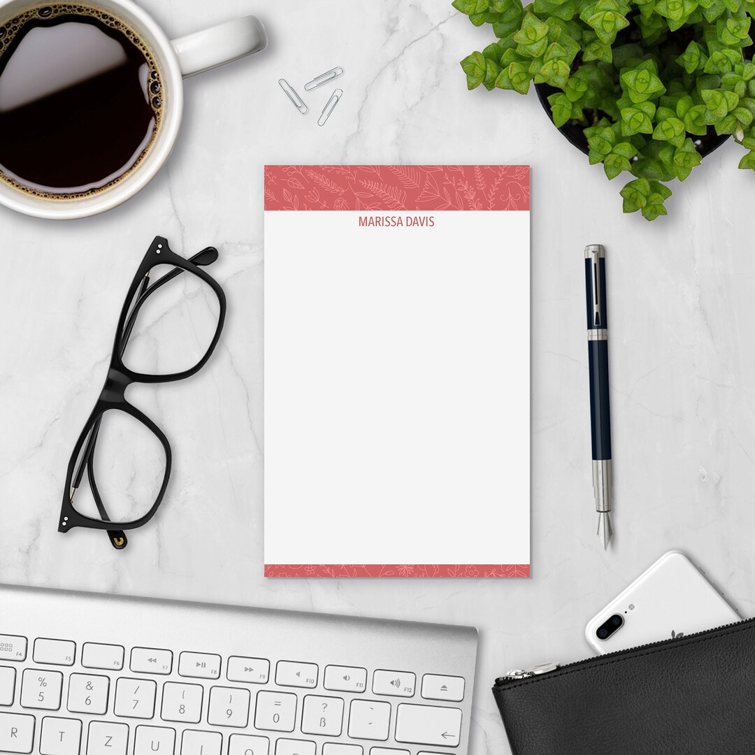 Custom Half-size Notepad, Personalized Botanical Stationery for Women ...
