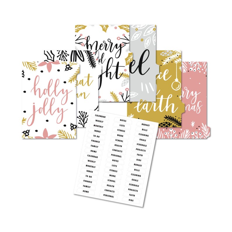 A5 Divider Set With Labels, 5.83 X 8.27, Side Tabs, Christmas Lovers ...