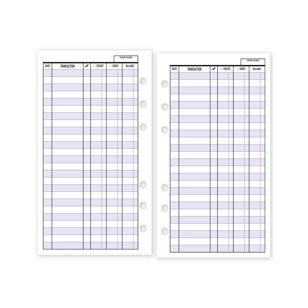 Personal Lavender Checkbook Registers Refill, 3.74" X 6.73", Ring ...