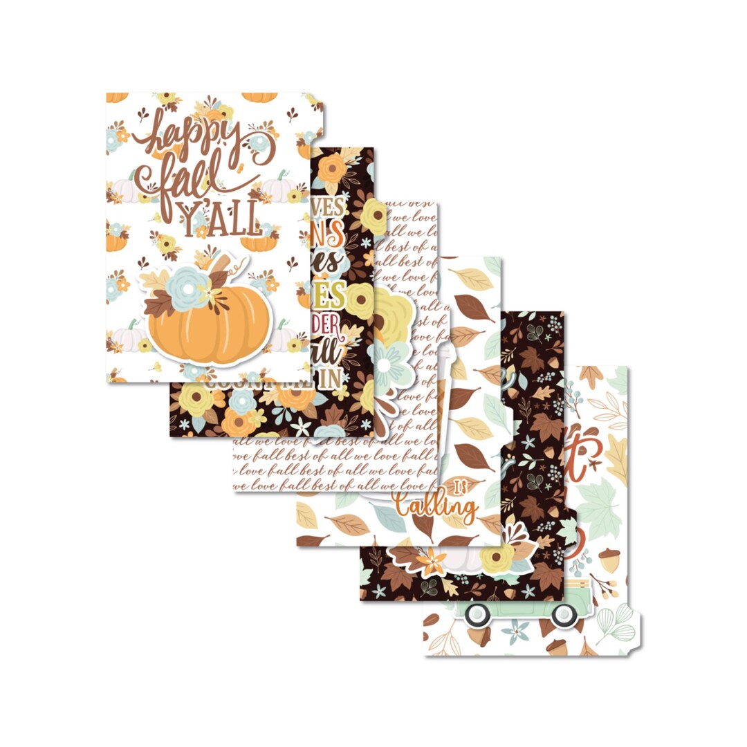 A5 Divider Set With Labels, 5.83 X 8.27, Side Tabs, Fall Lovers, Autumn ...