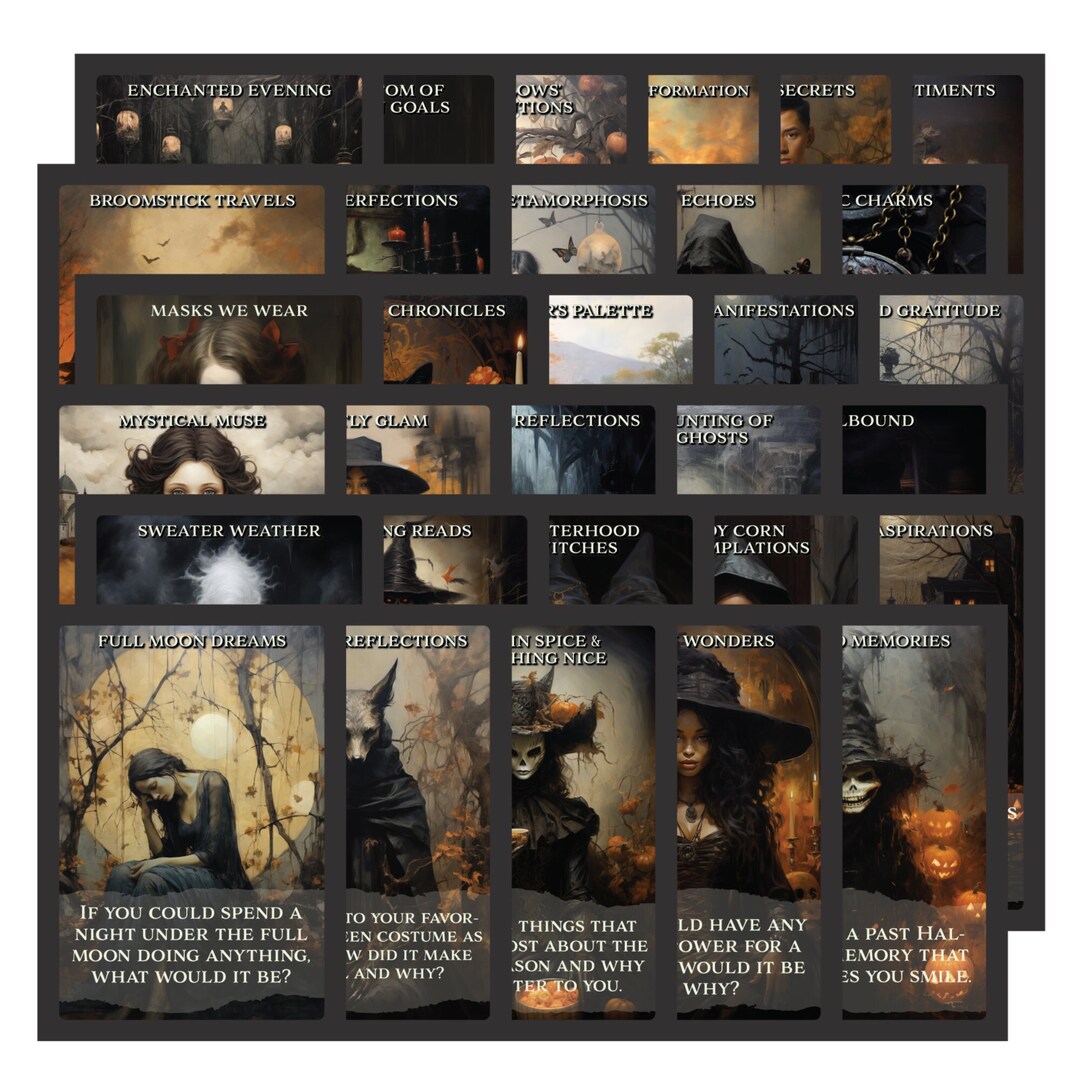 Halloween Journaling Prompt Cards, Witchy Writing Prompts, Planner ...
