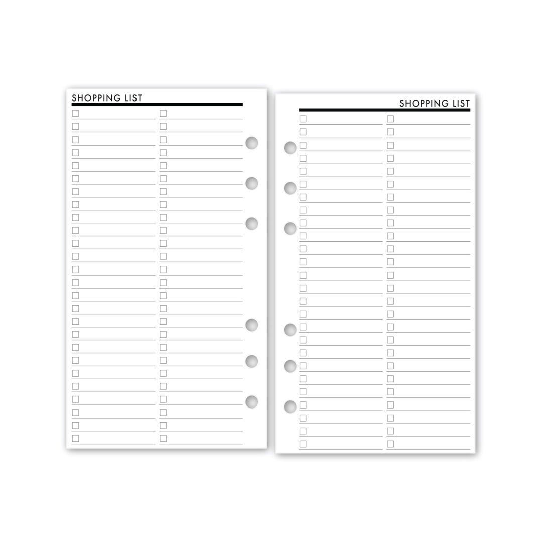 Personal Shopping List Planner Insert, Printed Checklist Pages, Ring ...