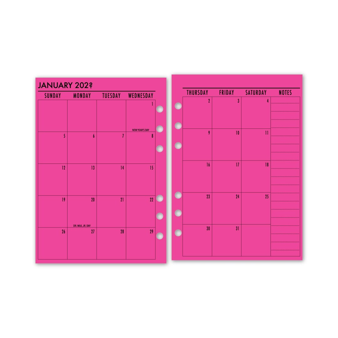 A5 Fuchsia Flare Paper Month on 2 Pages Calendar, 5.83″ X 8.27″, 12 ...