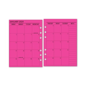 A5 Fuchsia Flare Paper Month on 2 Pages Calendar, 5.83″ X 8.27″, 12 ...