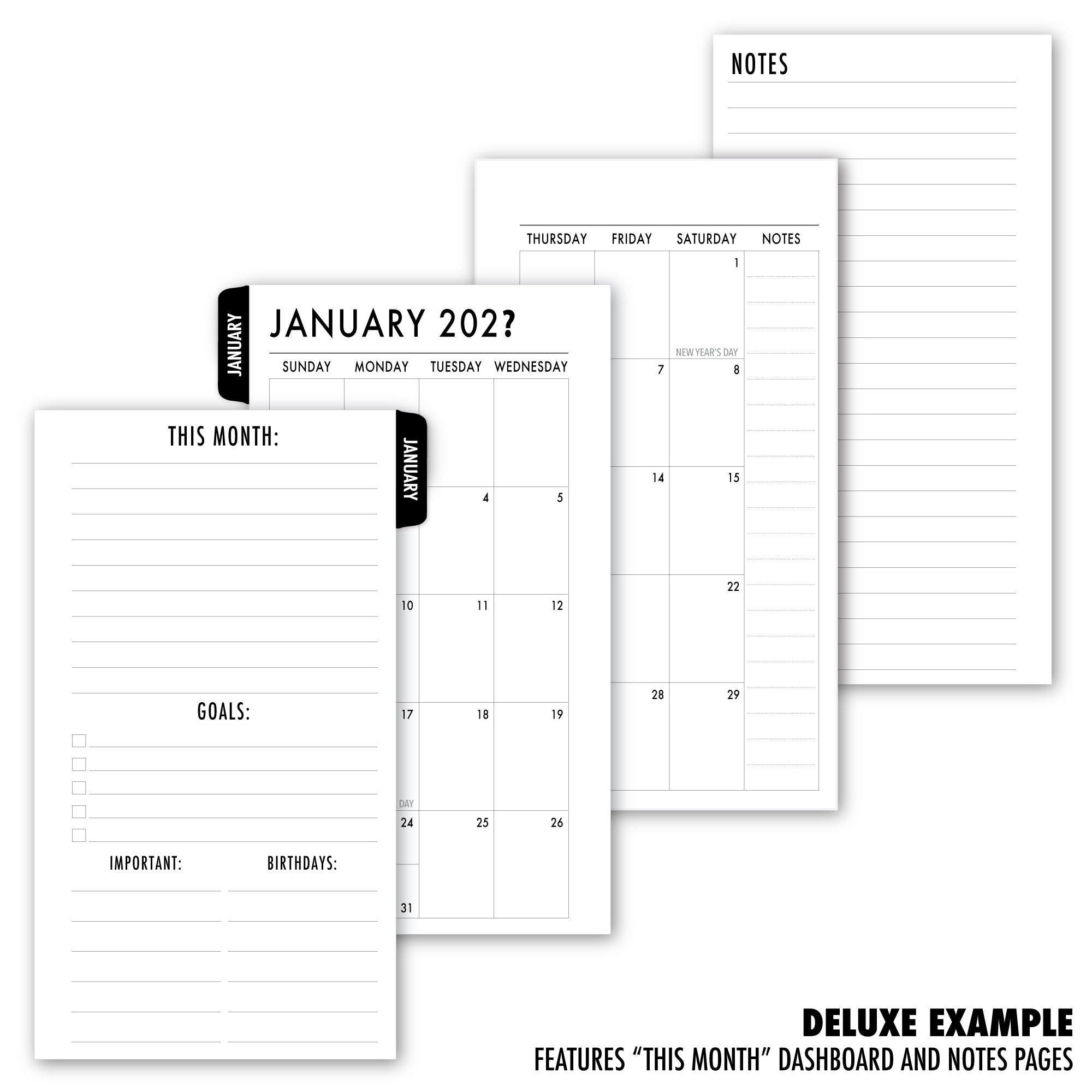 Personal Tabbed Month on 2 Pages Calendar Refill, 3.74″ X 6.73″, Dated ...