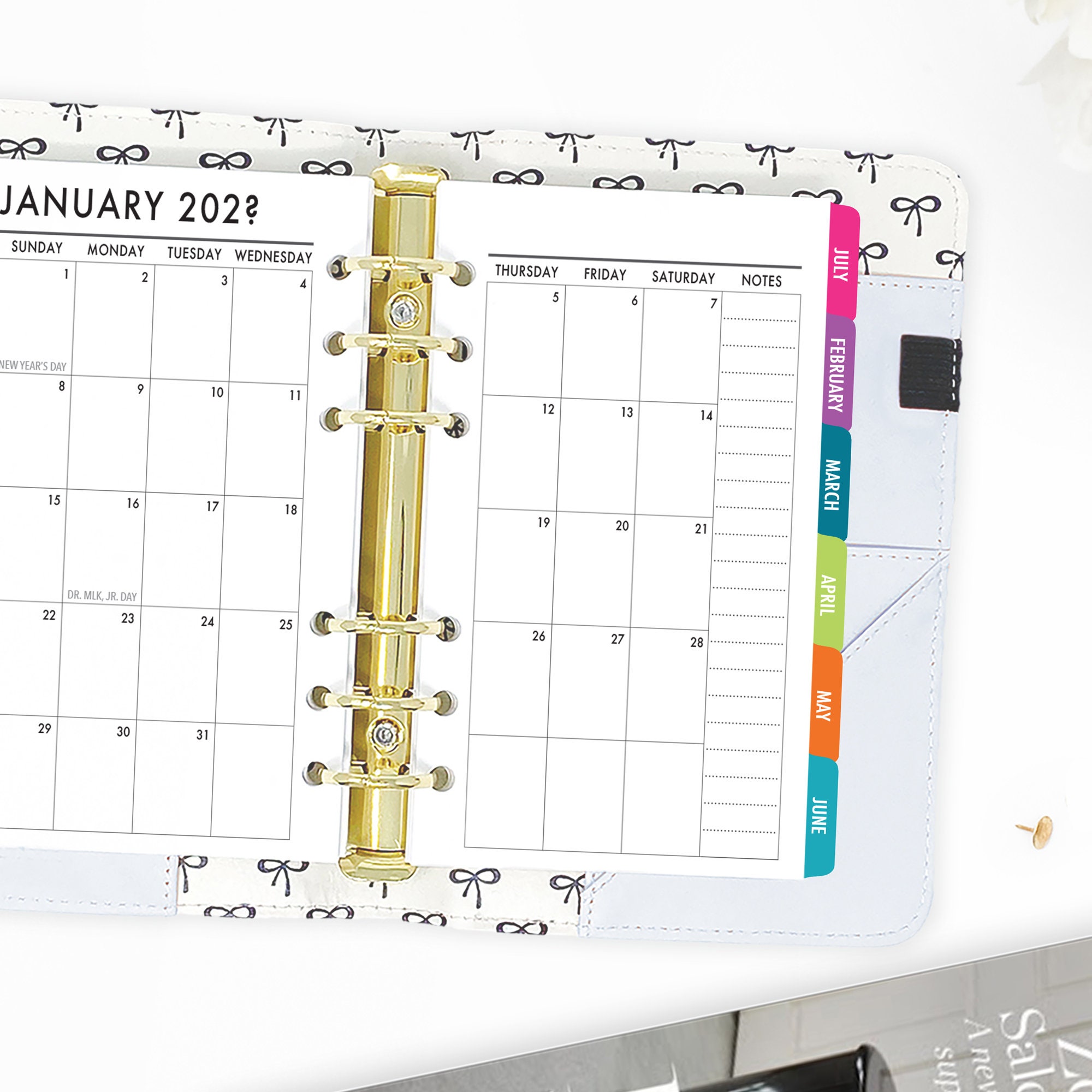 Personal Tabbed Month on 2 Pages Calendar Refill, Sunday Start, 3.74″ X ...