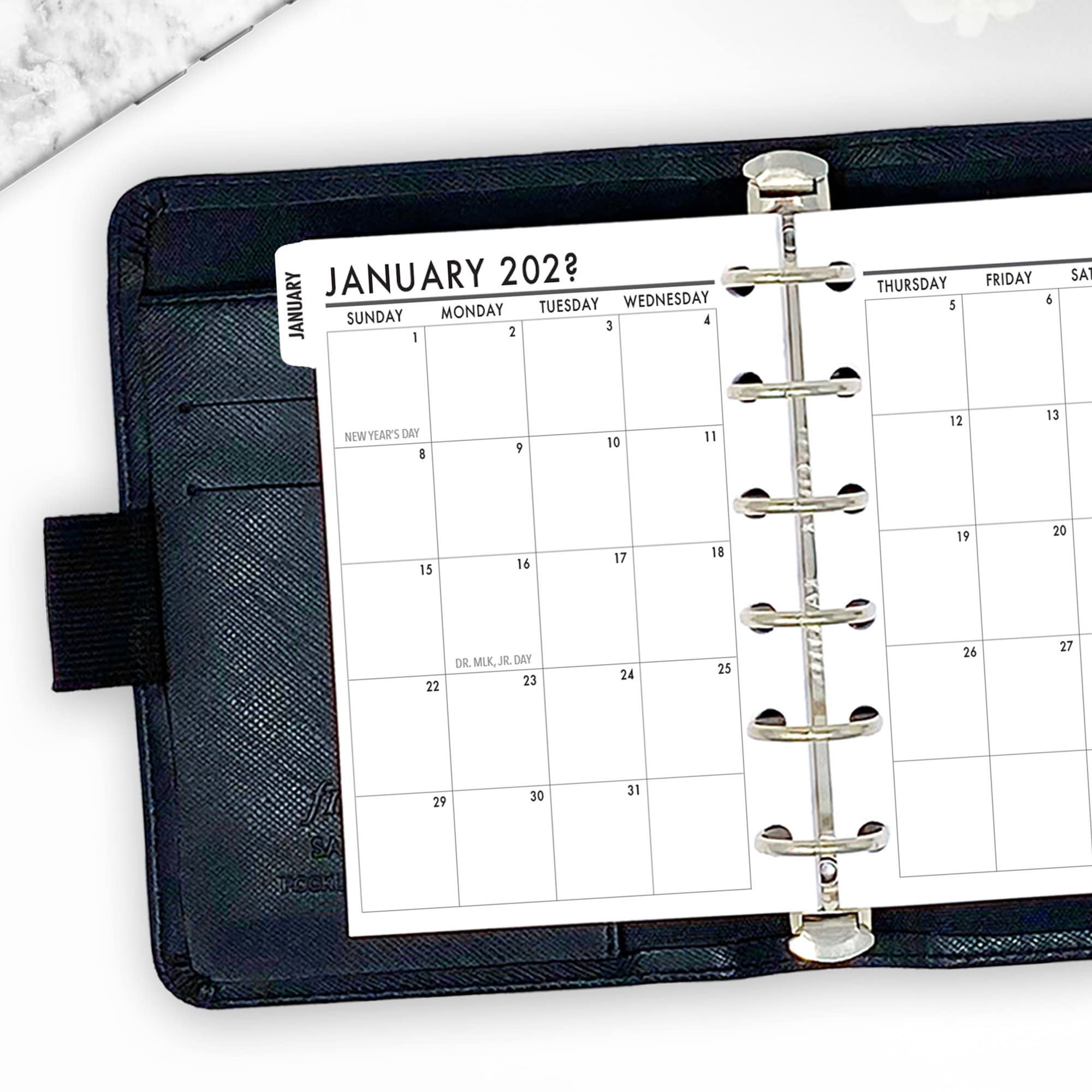 Pocket Tabbed Month on 2 Pages Calendar Refill, 3.2" X 4.7", 12 Dated ...