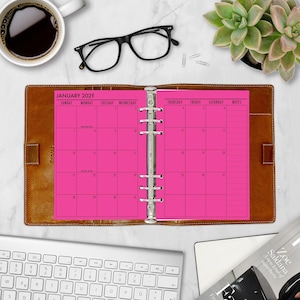 A5 Fuchsia Flare Paper Month on 2 Pages Calendar, 5.83″ X 8.27″, 12 ...