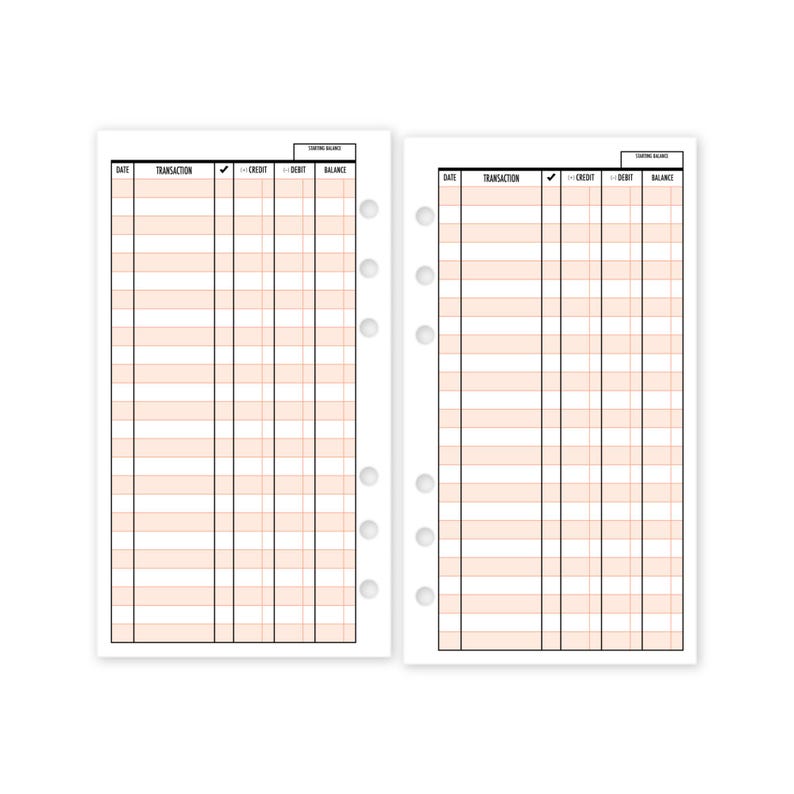 Personal Peach Checkbook Registers Refill, 3.74" X 6.73", Ring Binder ...