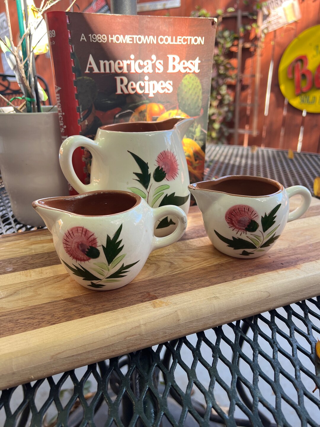 Vintage Stangl Thistle Pattern Trio of One Large Creamer With Two Mini ...