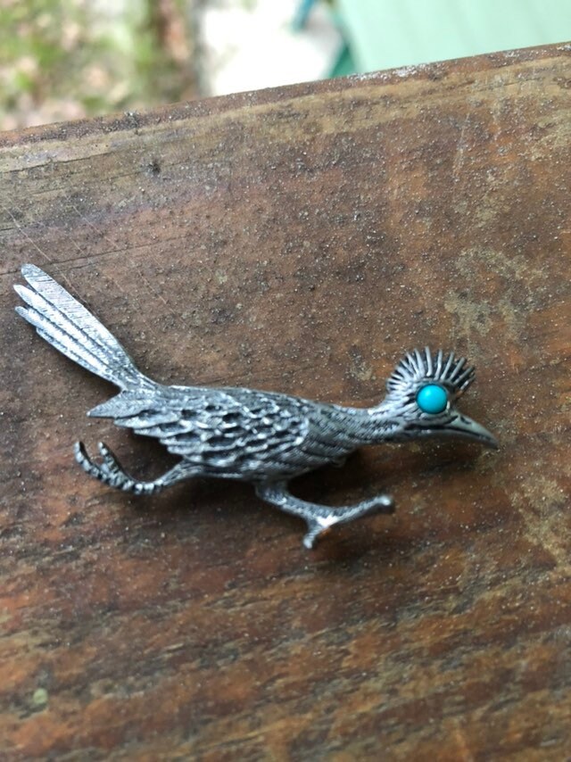 Vintage J Ritter Silver Road Runner with Faux Turquoise Eye ...