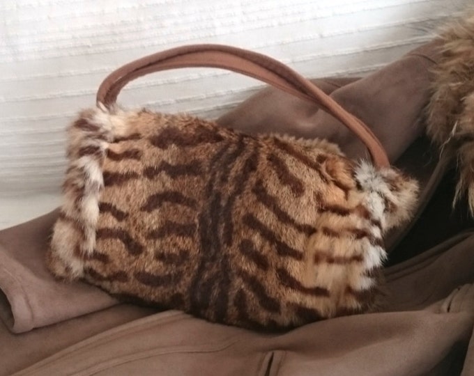 Muff Handbag Upcycled Rabbit Fur Tiger Printed, Original Purse, Fashion ...