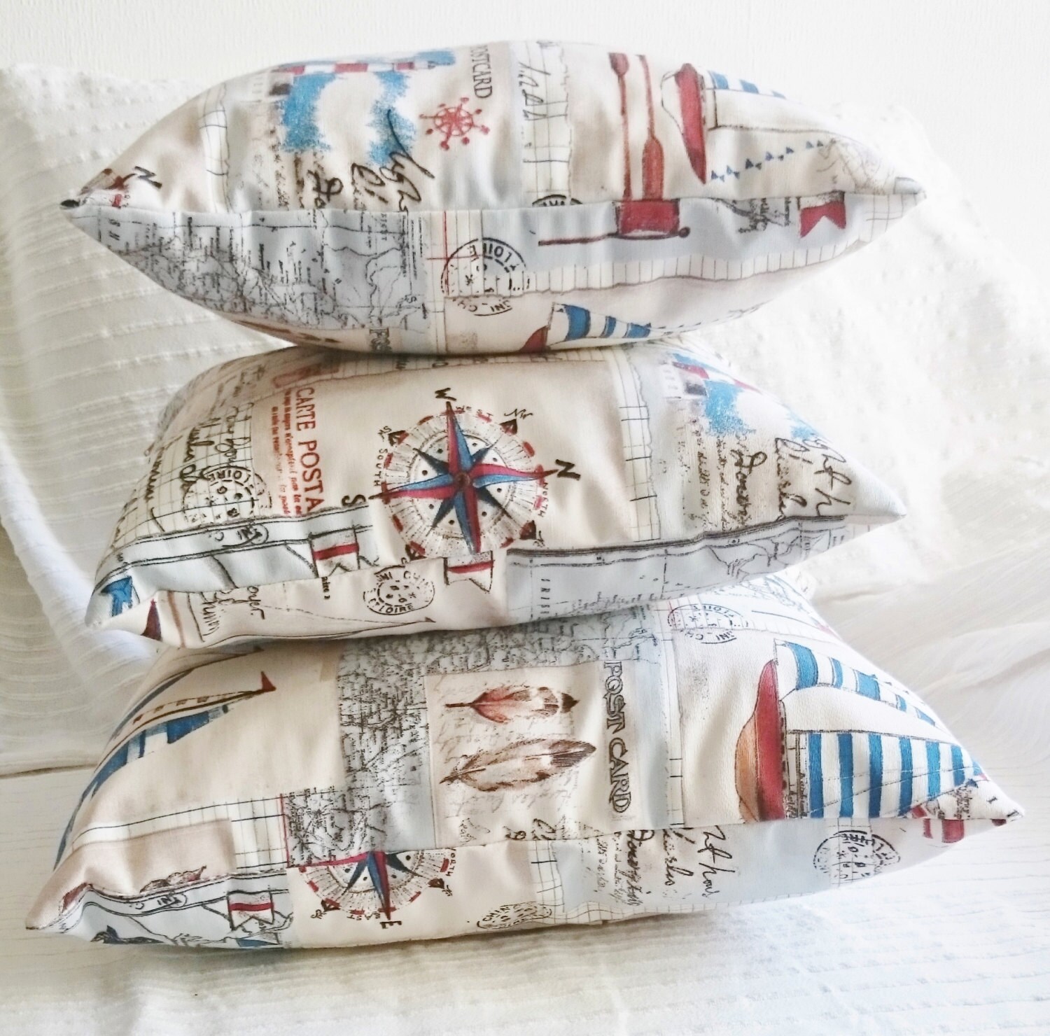 Throw Pillows, Boats Pillow Cover, Sea Side Decoration; Sailing Ships ...