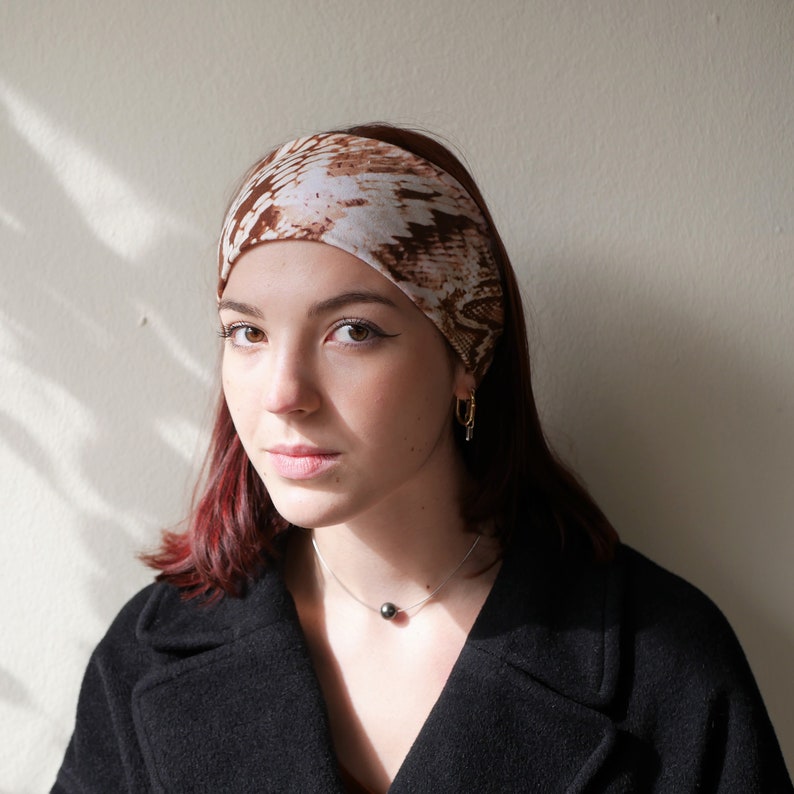 Brown And White Double Twist Headband Wide Headband Turban Headband