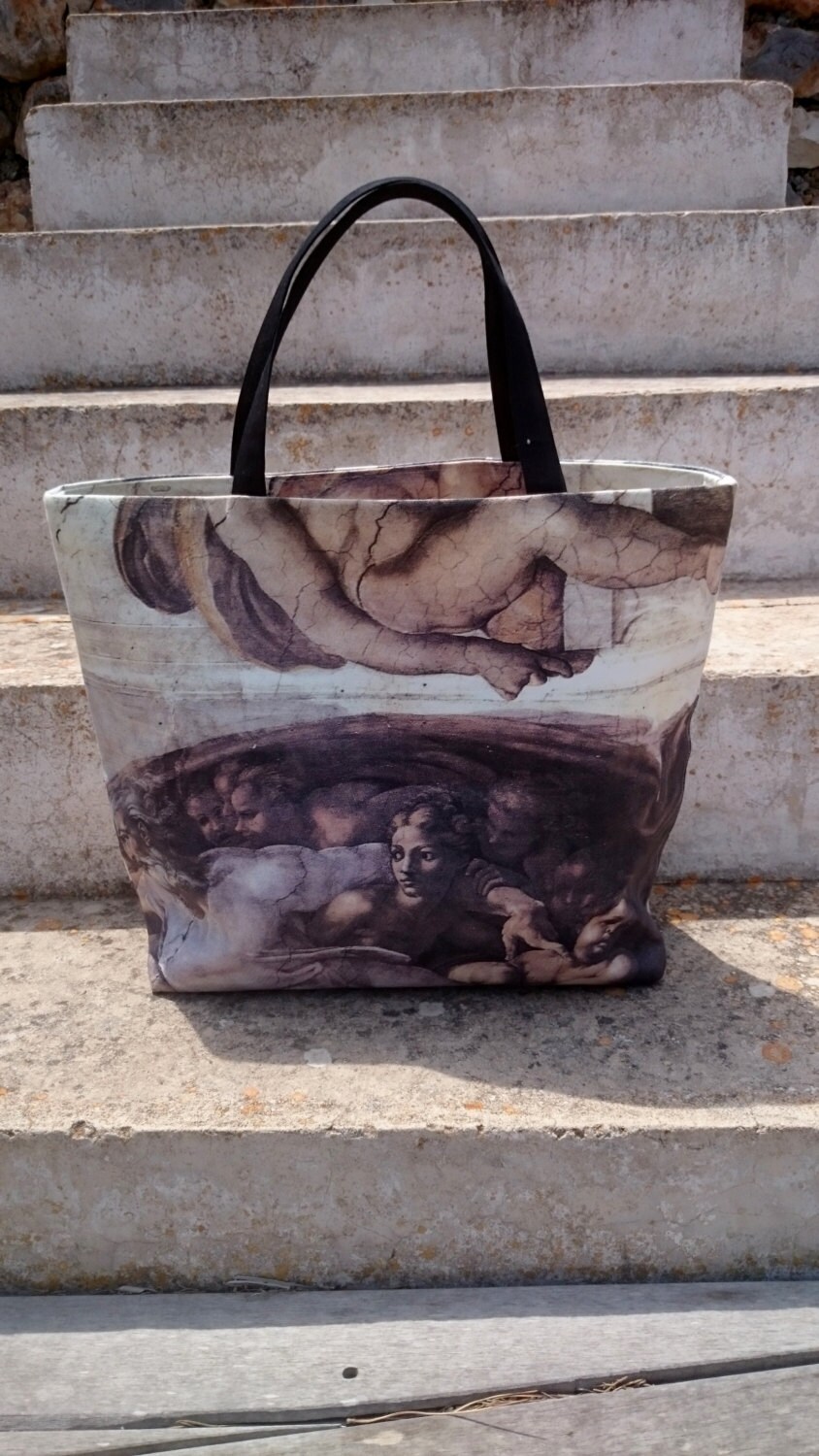 Tote Bag, Beach Bag Trendy Handbag, Michelangelo Painting, Casual Chic ...