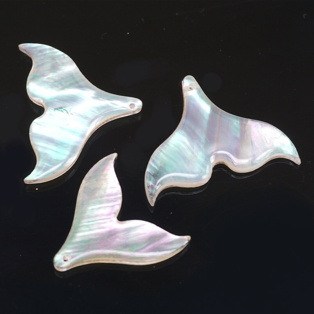 10pc Mother of Pearl Shell Mermaid Tail Bead , White Shell Fish Tail ...