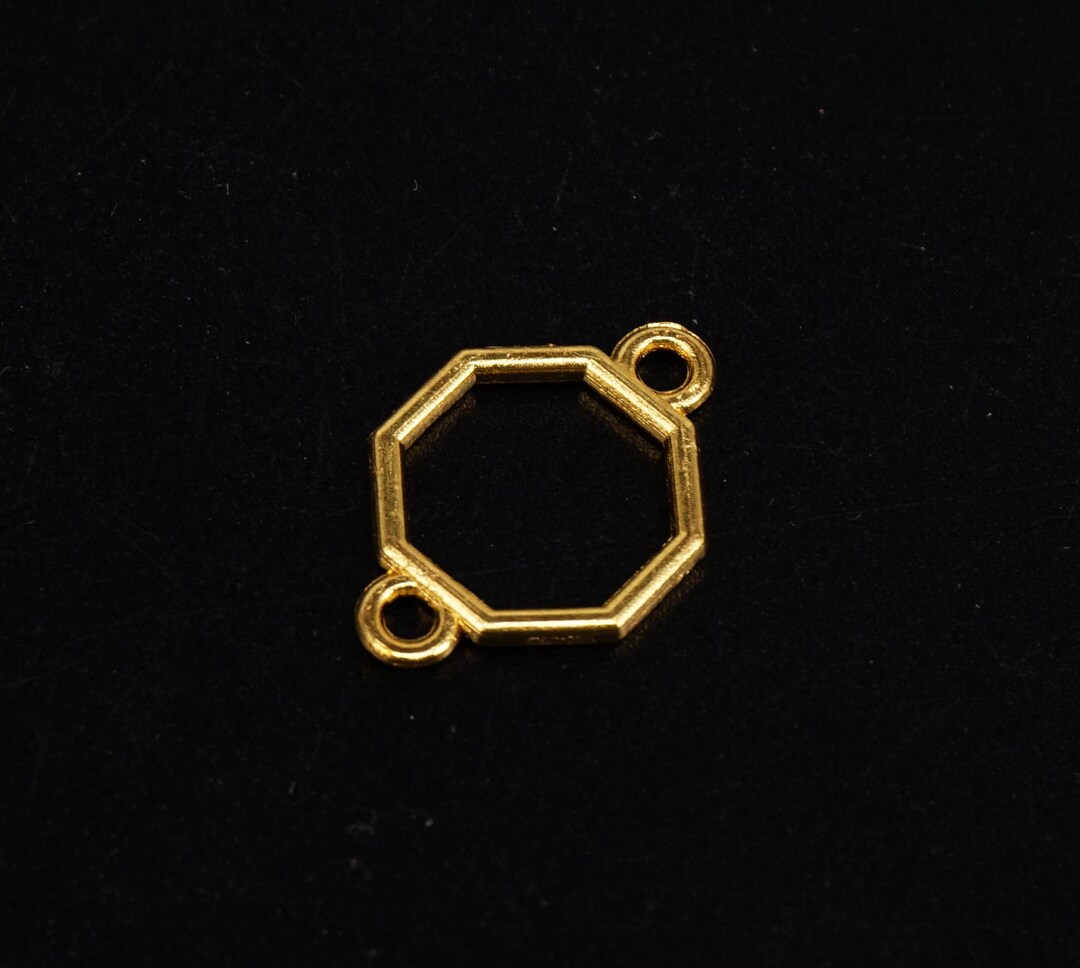 Octagon Connector Frame , Gold Color Open Bezel Blank, Geometric Hollow ...