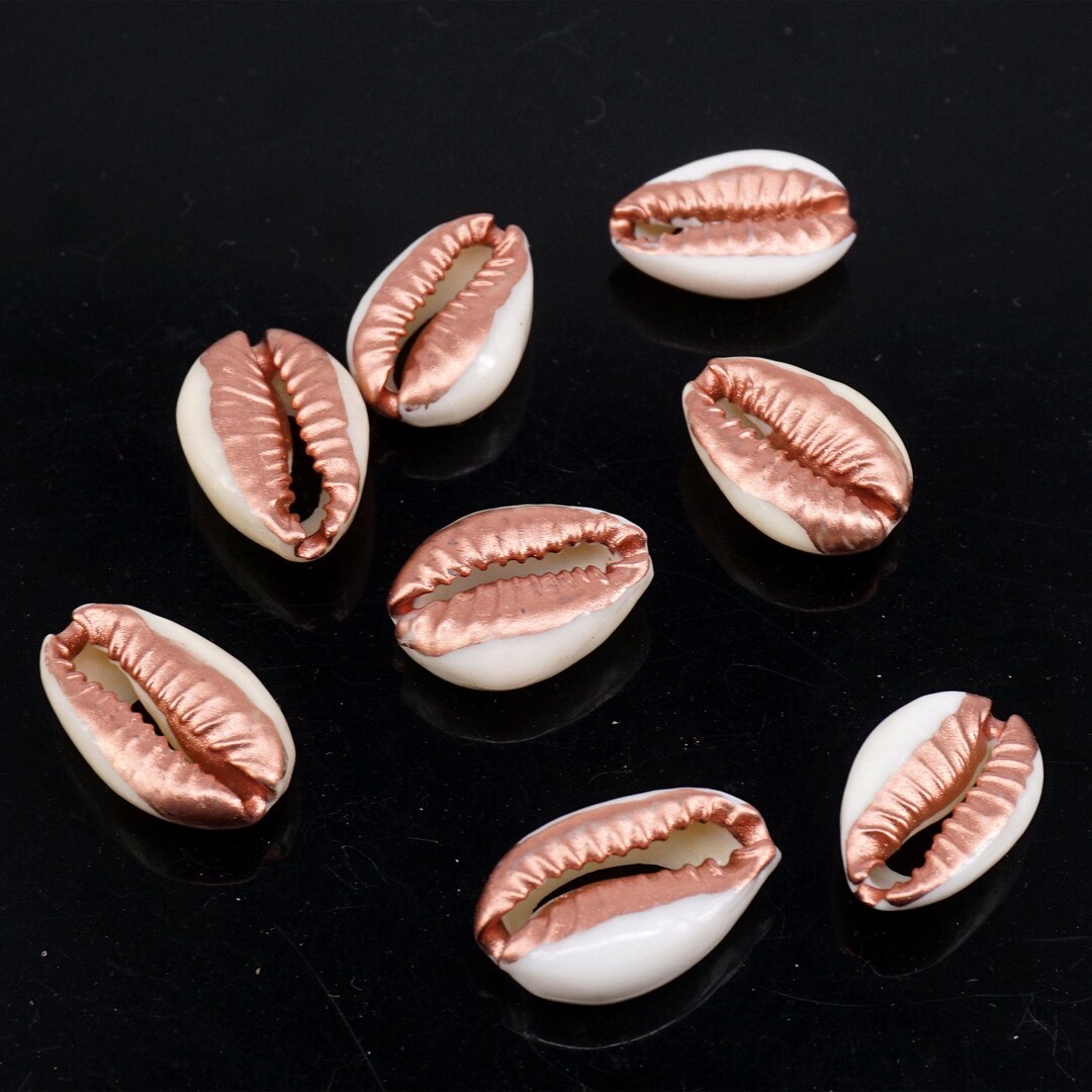 20pc Cowrie Shell Slice, Copper Cover Painted Shell , Money Shell Bead ...
