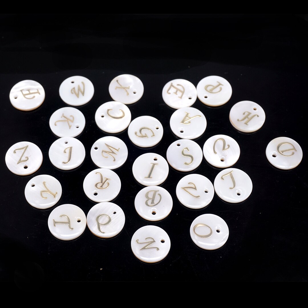 Natual Shell Letter , MOP Shell Coin Letter Sbeads, Shell Beads Pendant ...