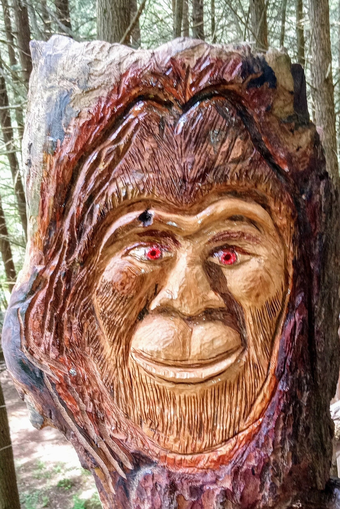 Smiling Bigfoot Face in Hemlock-bark. - Etsy
