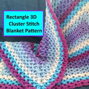 DIY Rectangle 3D Cluster Stitch Blanket PDF Pattern - Etsy
