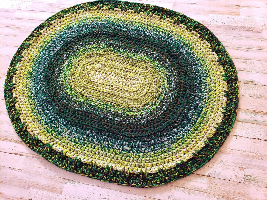 Modern Crochet Rug, Green Oval Rug, 33.5" X 41" - Etsy