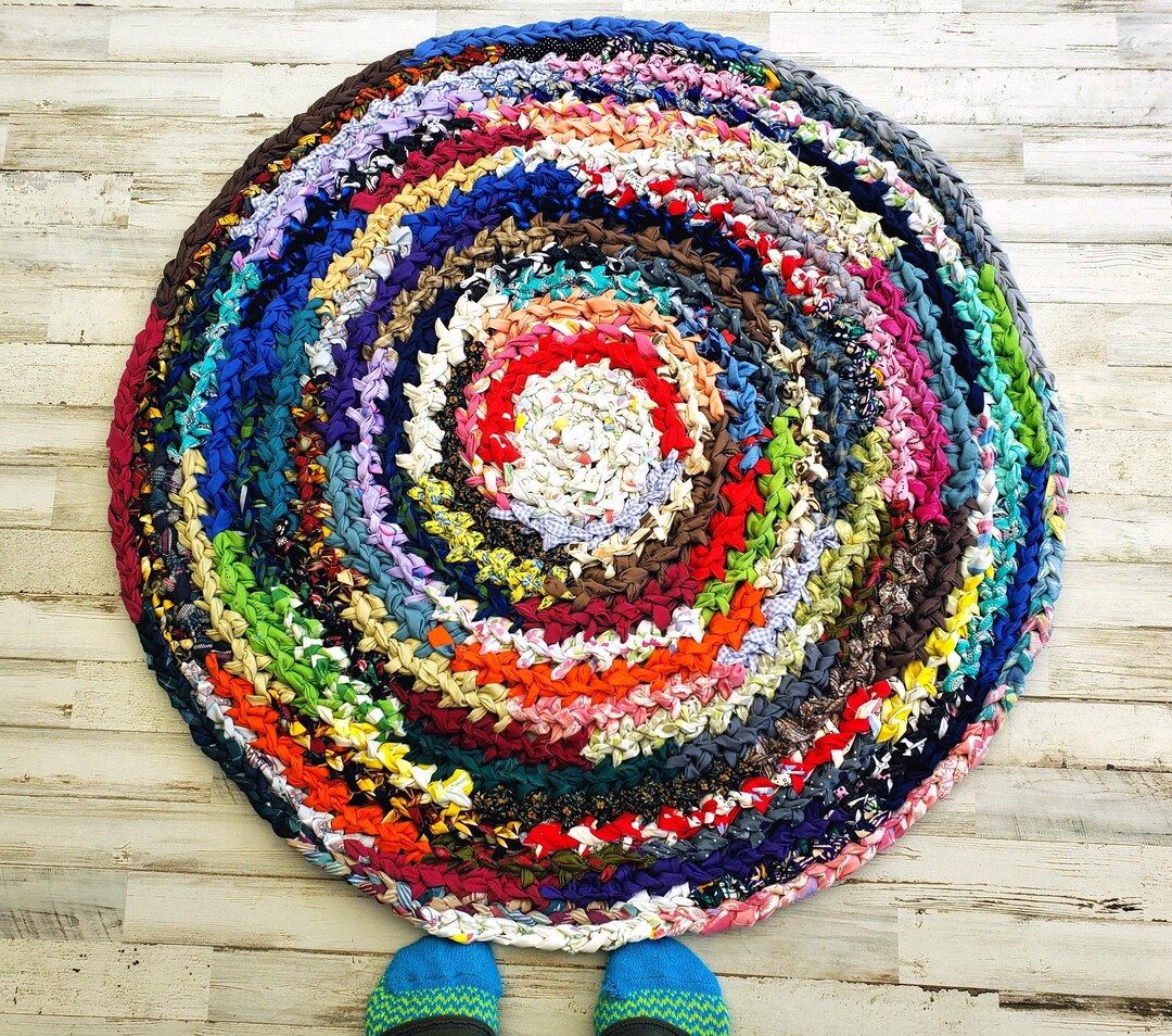 Thick and Soft Rag Rug, Reversible Crochet Round Rag Rug in Multiple ...