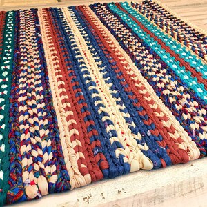 Twined Rag Rug in Muted Southwestern Colors Made With Recycled ...