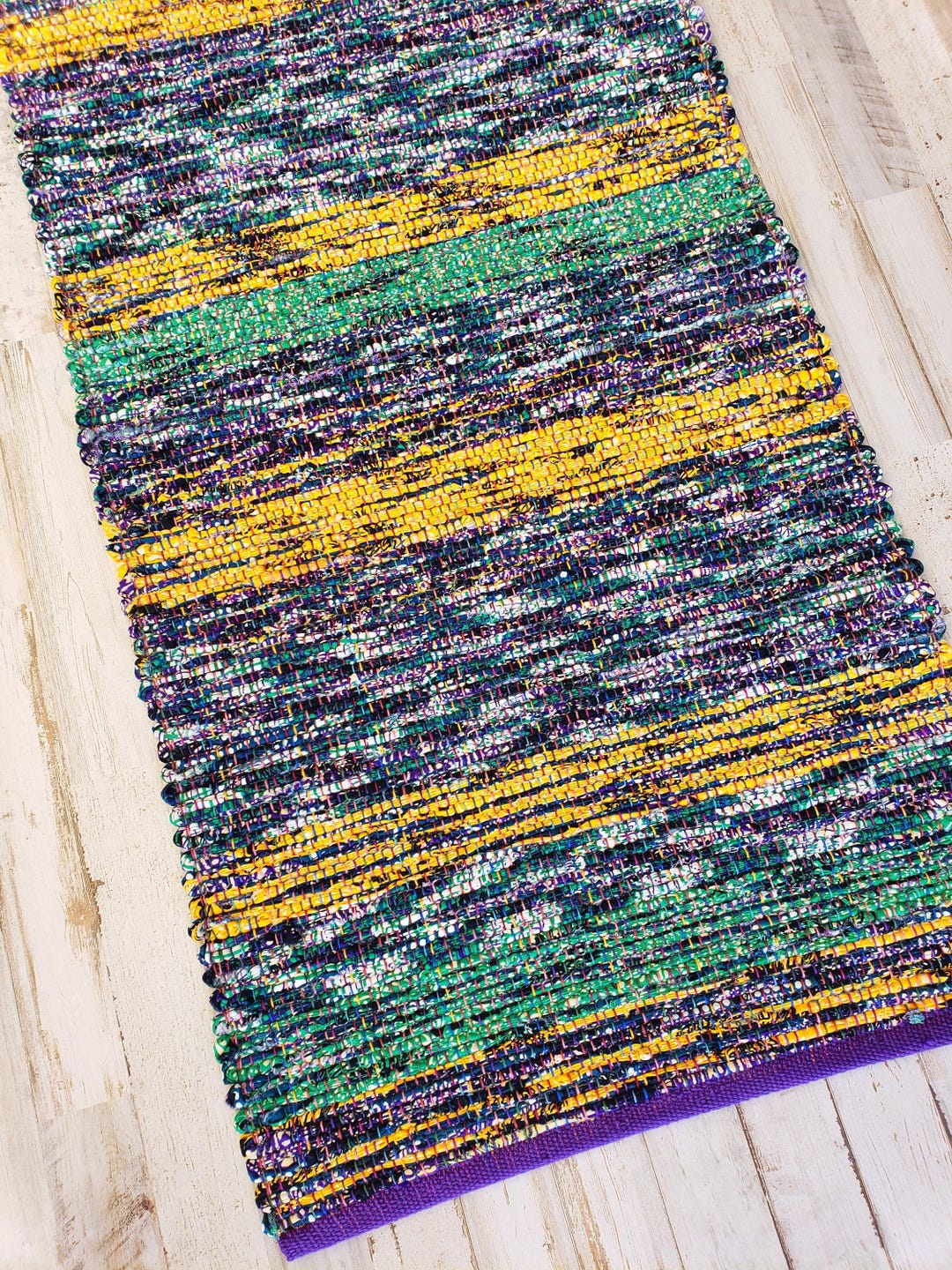 Mardi Gras Colors Throw Rug 20 X 40.5 With Hemmed Ends - Etsy