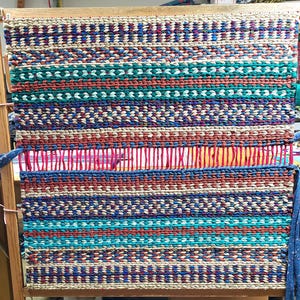 Twined Rag Rug in Muted Southwestern Colors Made With Recycled ...