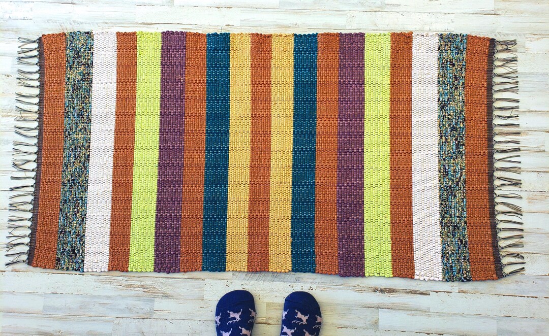 Large Woven Rag Rug Runner Measuring 27 Inches Wide by 57 Inches Long ...