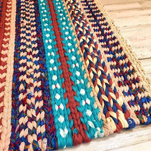 Twined Rag Rug in Muted Southwestern Colors Made With Recycled ...