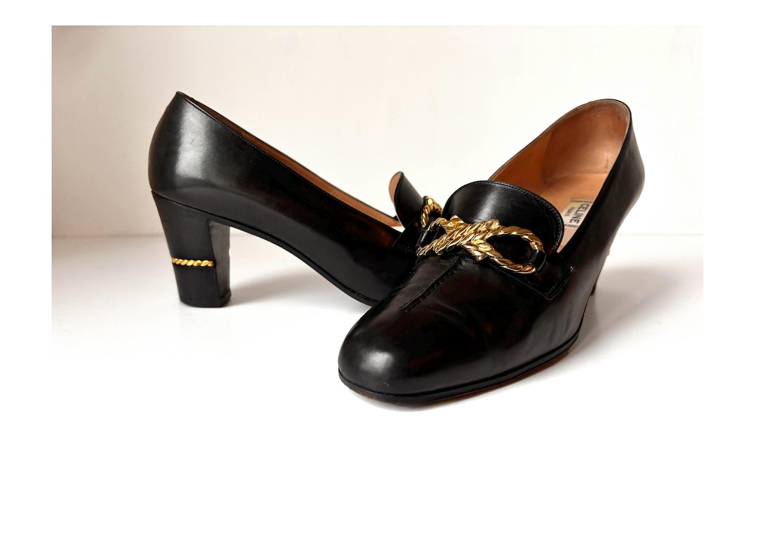 Celine Paris, Iconic Vintage Loafers, Black Leather, Size FR38.5, US8 ...