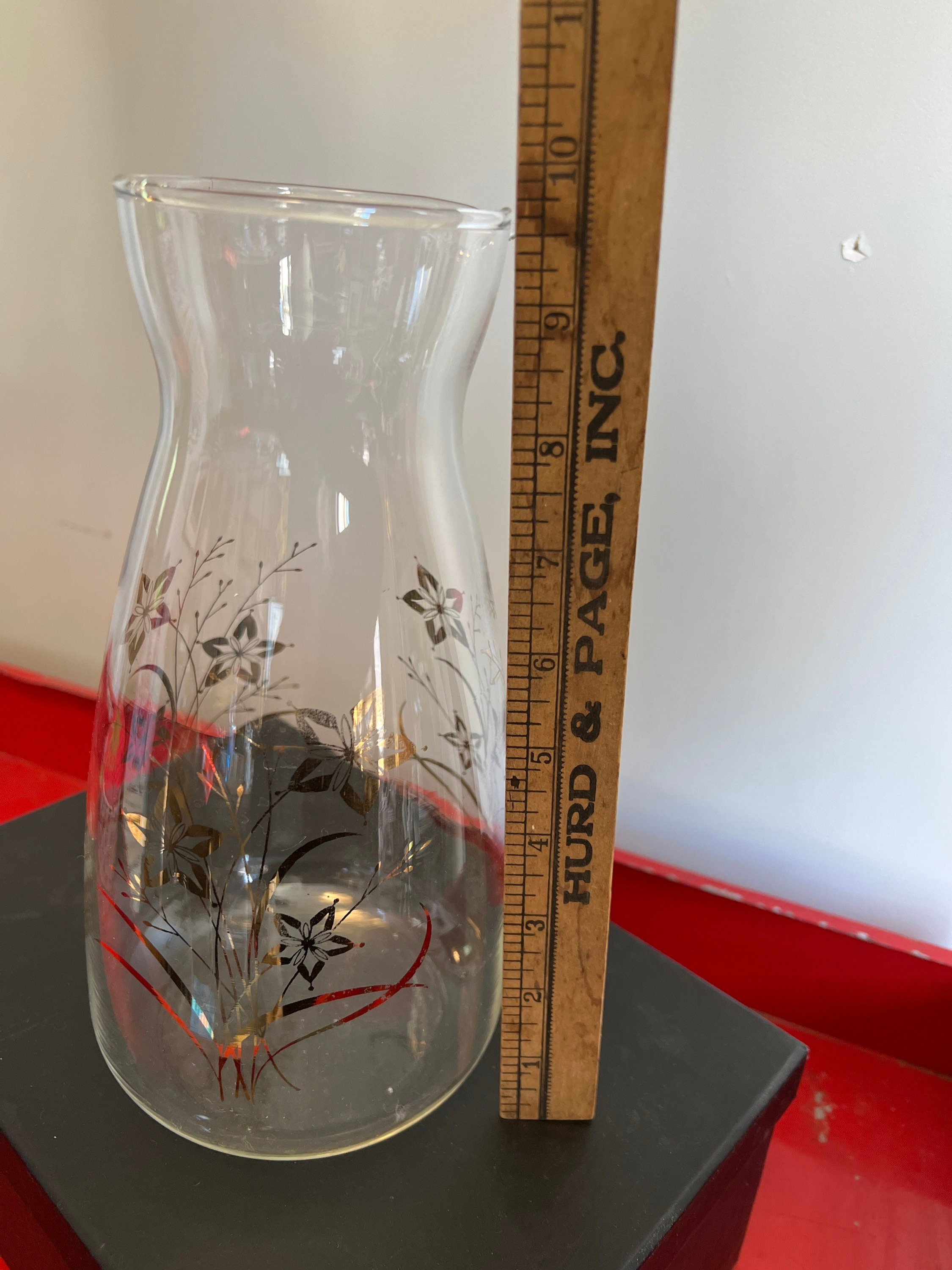 Vintage Pyrex Gold Floral Detail Glass Decanter Pitcher - Etsy