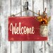 Country Welcome Sign Farmhouse Distressed, Outdoor Hanging Sign Red ...