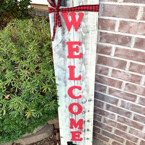 Red Plaid Buffalo Check Welcome Front Porch Sign Country - Etsy