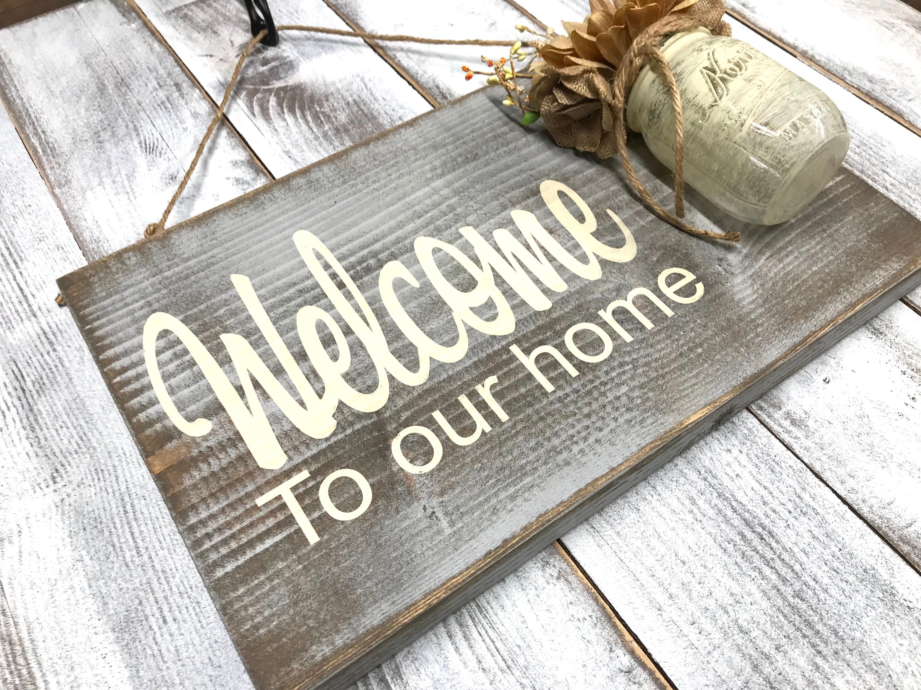 Guest Welcome Sign Rustic outdoor sign in gray front porch | Etsy