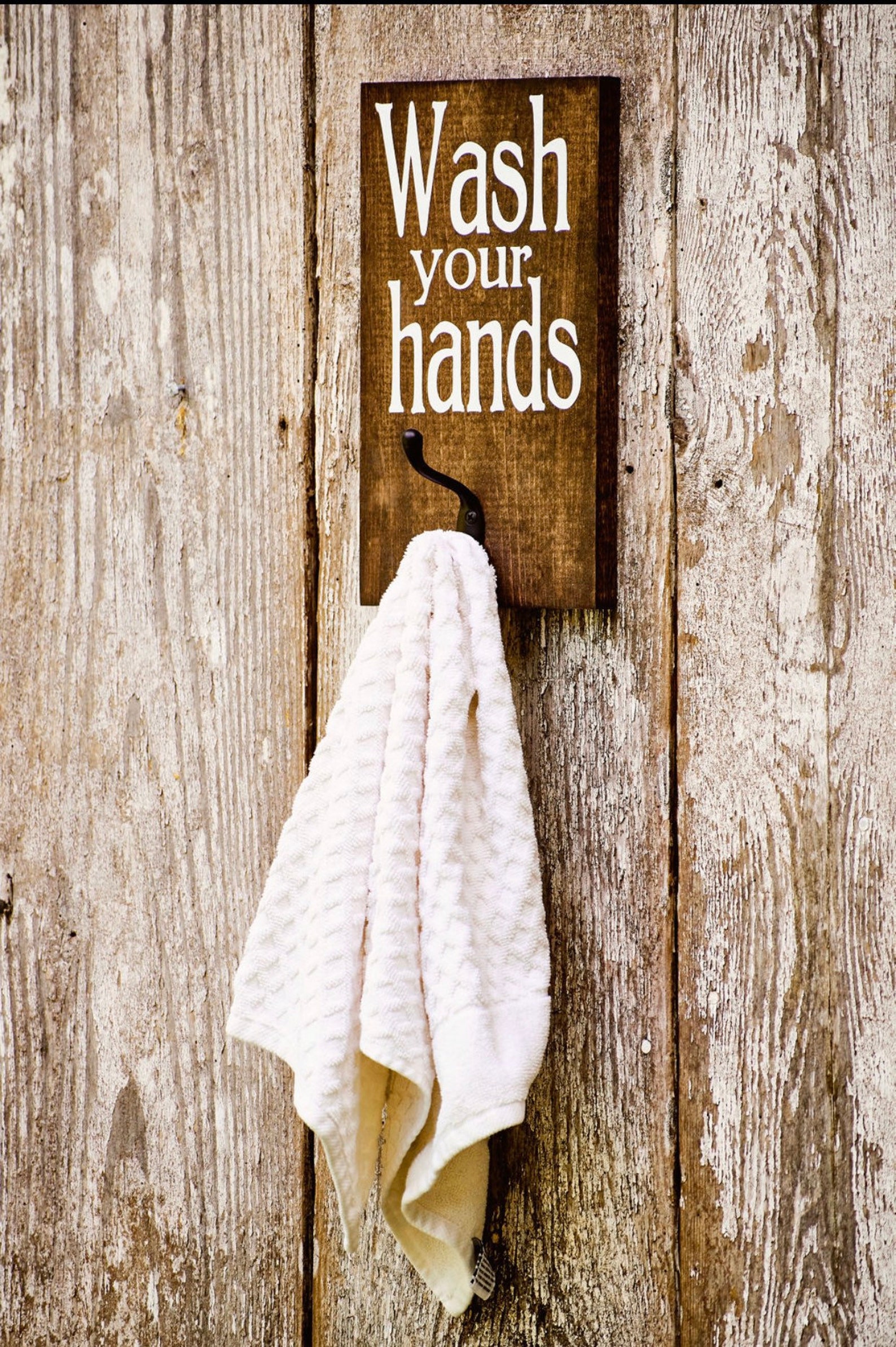 Wash Your Hands Wall Hooks Rustic Bathroom Decor Towel Hook - Etsy