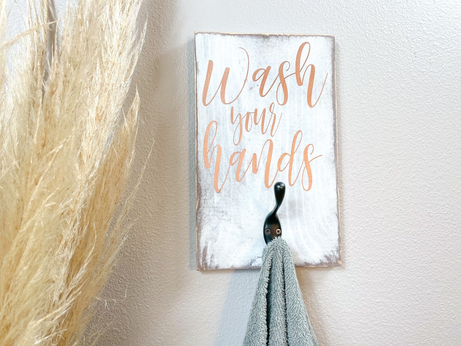 Wall Hooks Rustic Bathroom Decor Wash Your Hands Towel Hook - Etsy