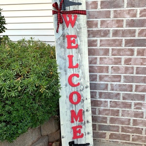 Red Plaid Buffalo Check Welcome Front Porch Sign Country - Etsy