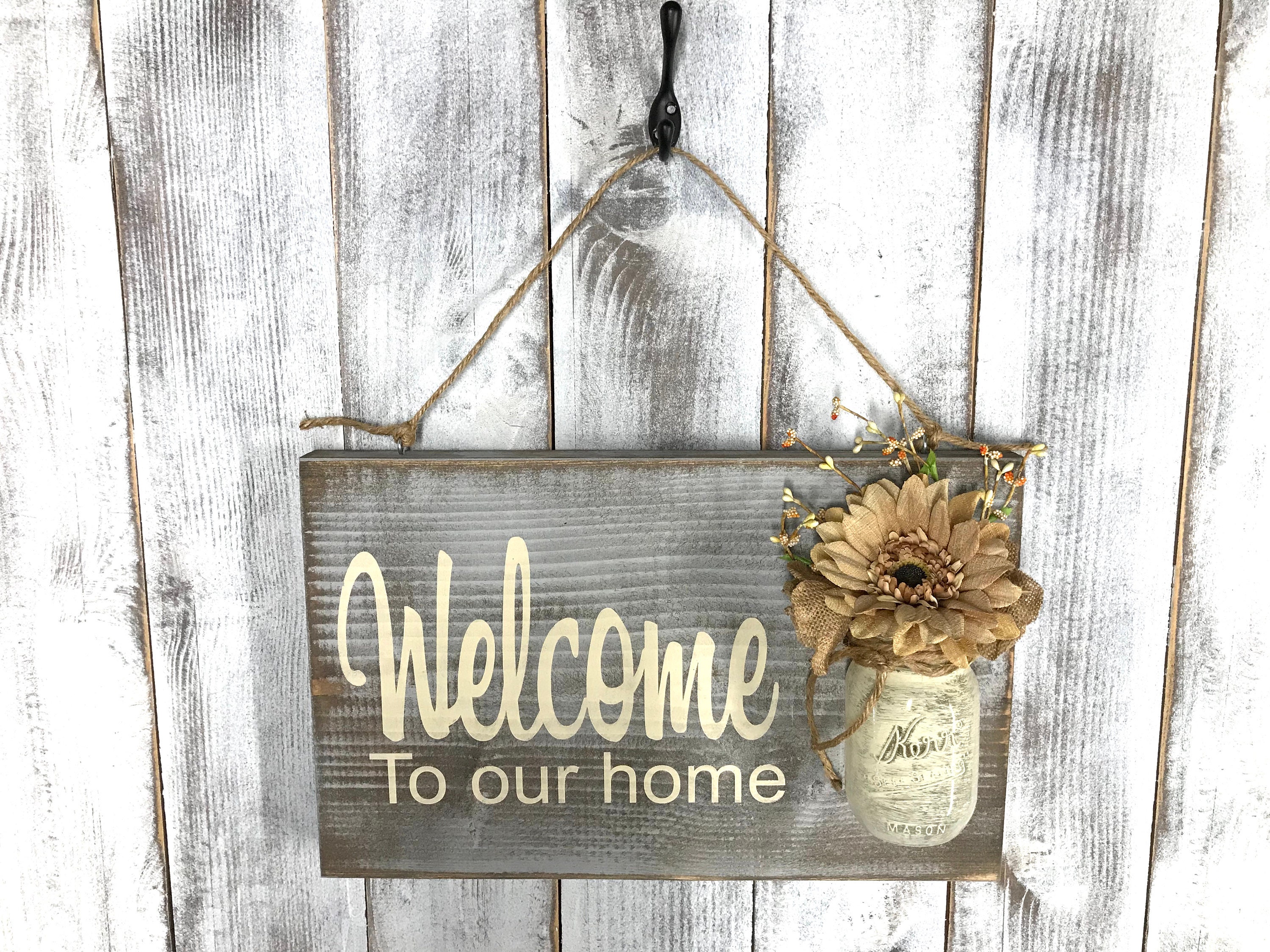 Guest Welcome Sign Rustic outdoor sign in gray front porch | Etsy
