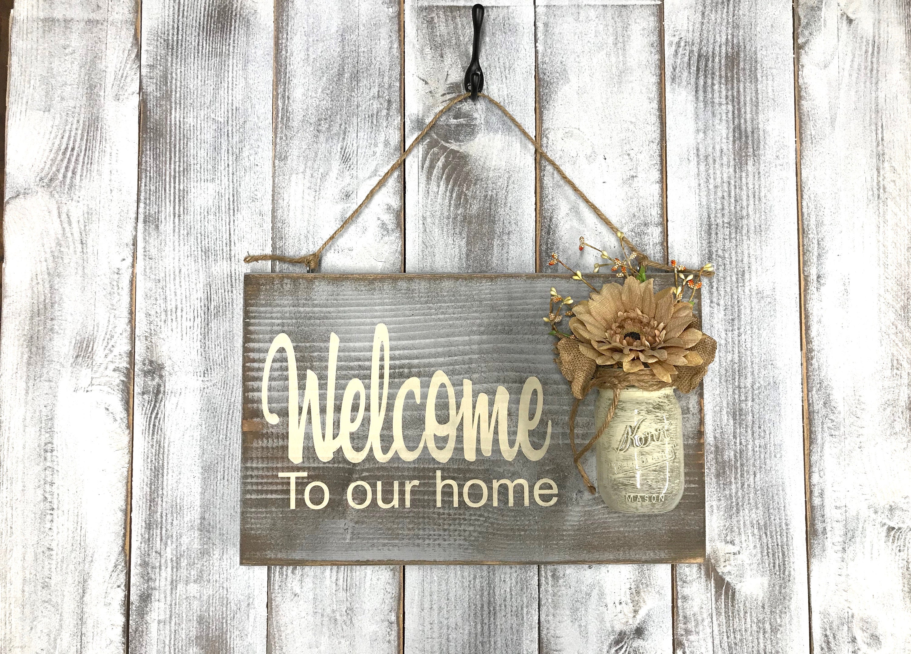 Guest Welcome Sign Rustic outdoor sign in gray front porch | Etsy