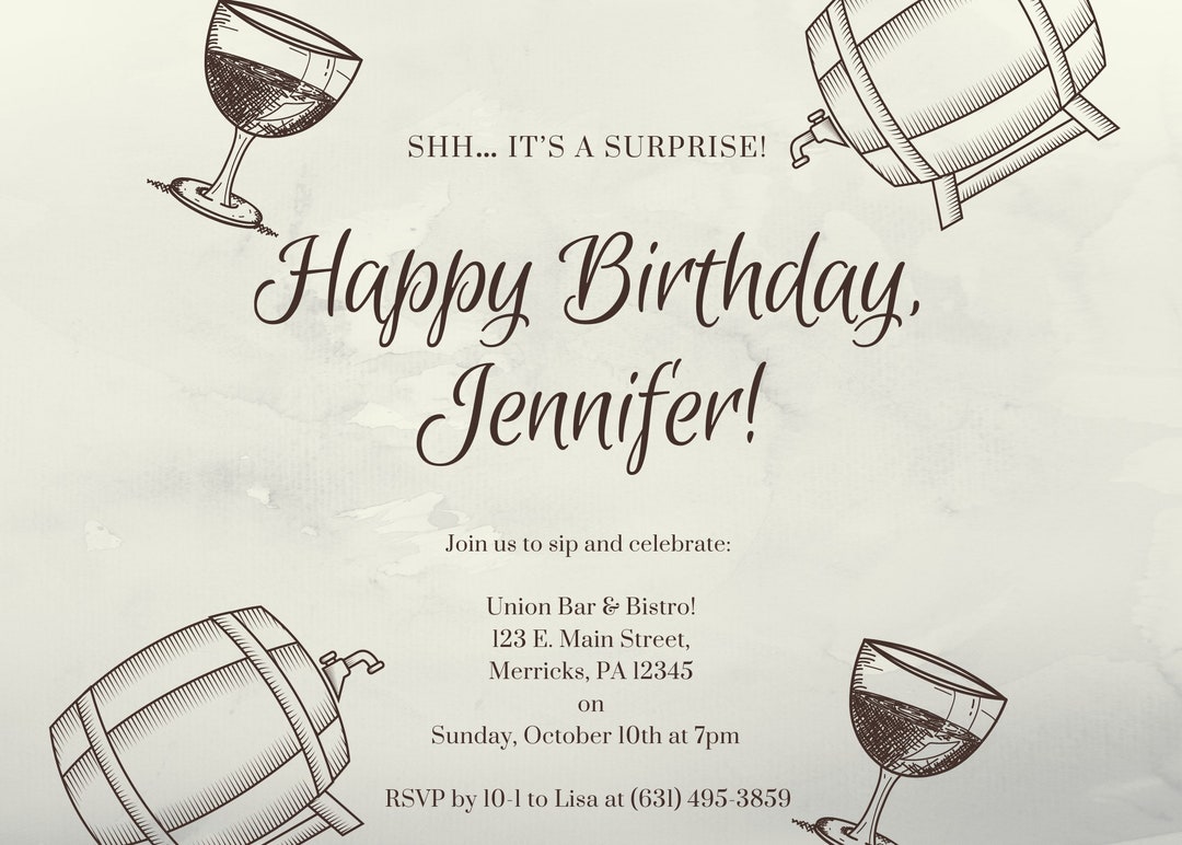 Wine Theme Birthday Invitation Digital Template. Fab and 40 Wine Party ...