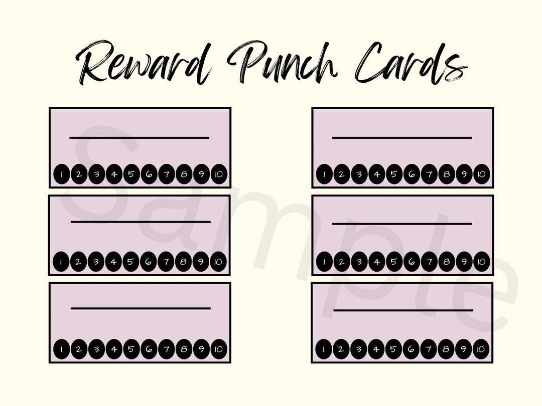 Kids Reward Punch Card for Kids. Incentive Rewards. Custom Card - Etsy