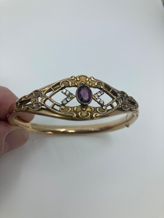 Vtg Victorian Edwardian gold filled amethyst paste g… - Gem