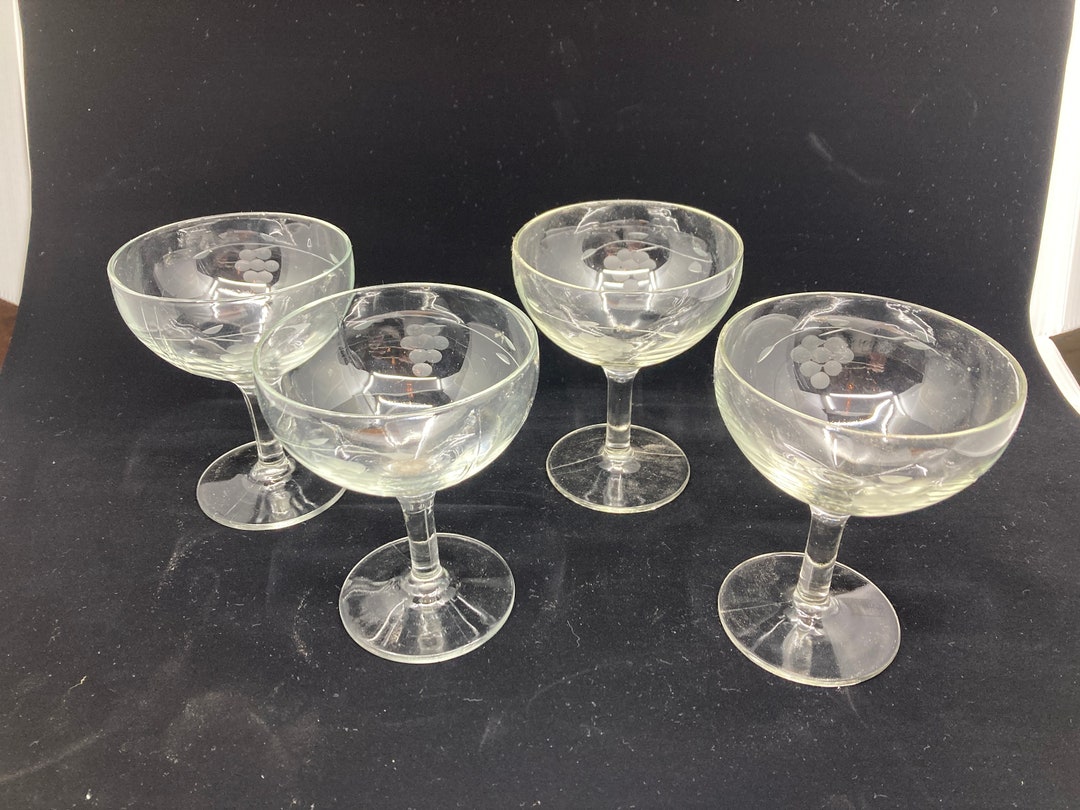 Antique Vintage 1920s Grape Champagne Wine Glass Glasses Set of 4 - Etsy