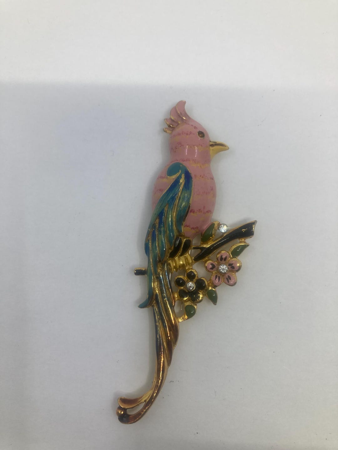 Coro Pewter Parrot Cockatiel Pink Enamel 1940 Fur Clip Brooch - Etsy