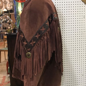 Vtg 1980 Cowboy Western Purple Burgundy Leather Suede Fringe Womens ...