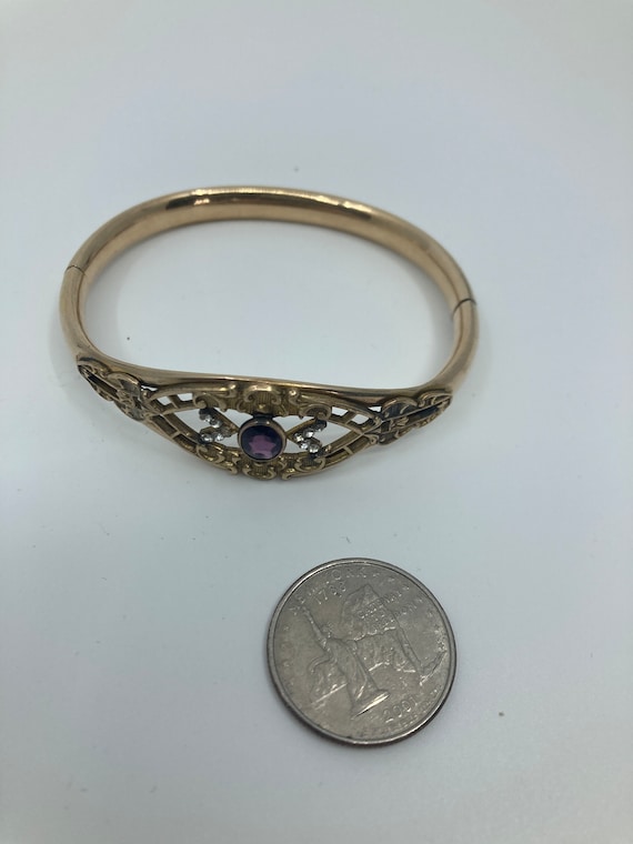 Vtg Victorian Edwardian gold filled amethyst paste g… - Gem